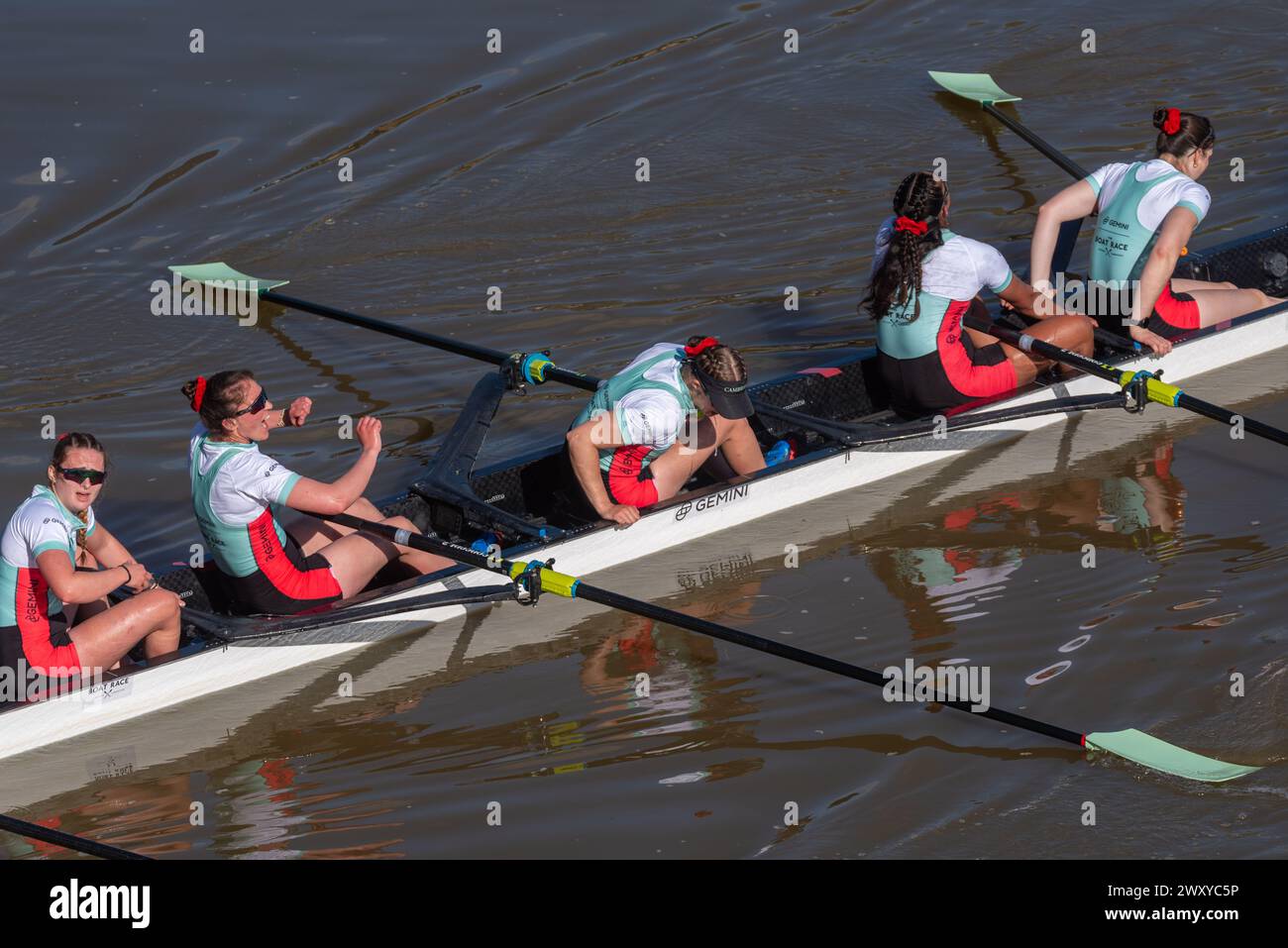 Cambridge rowers at the Women's Boat Race at the University Boat Race ...