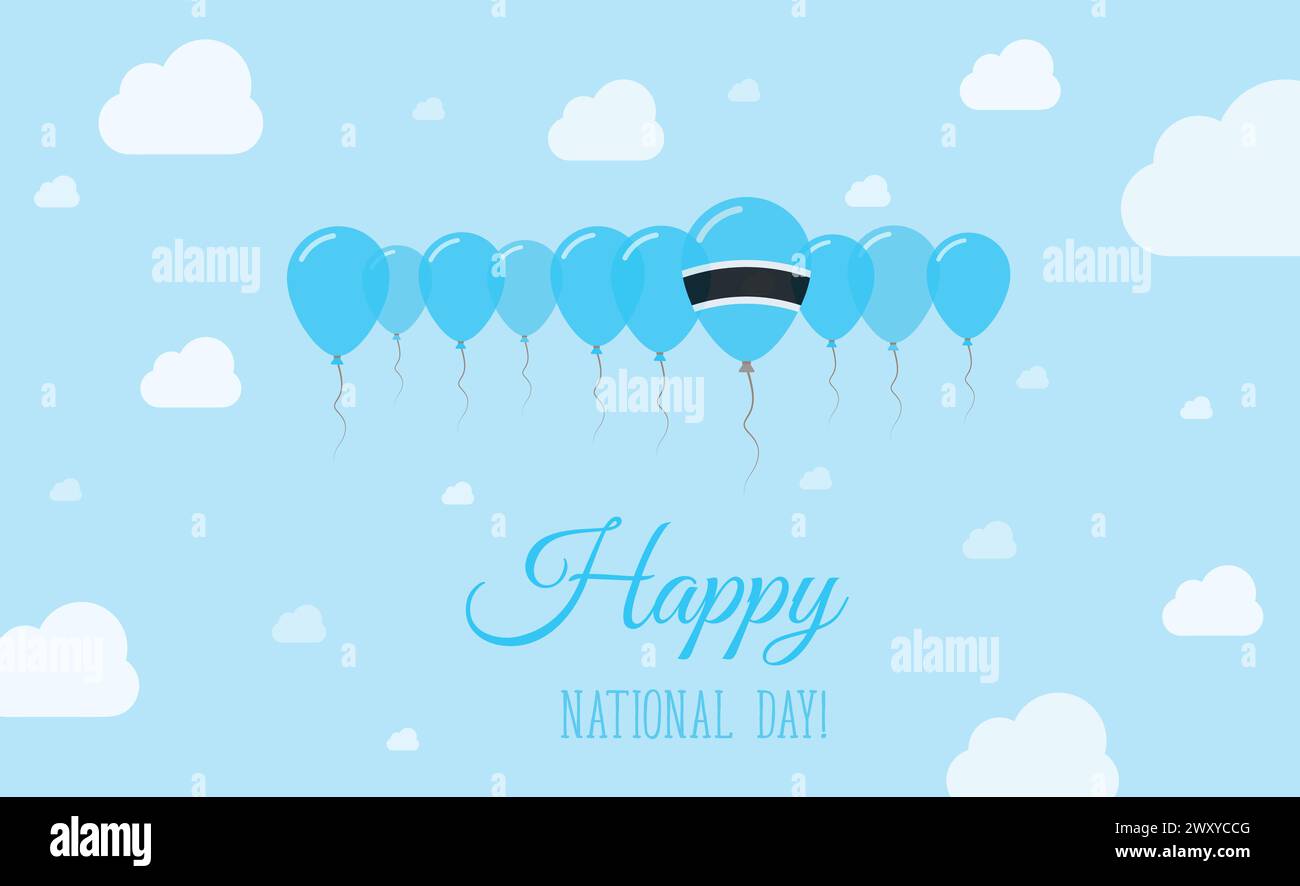 Botswana Independence Day Sparkling Patriotic Poster. Row of Balloons ...