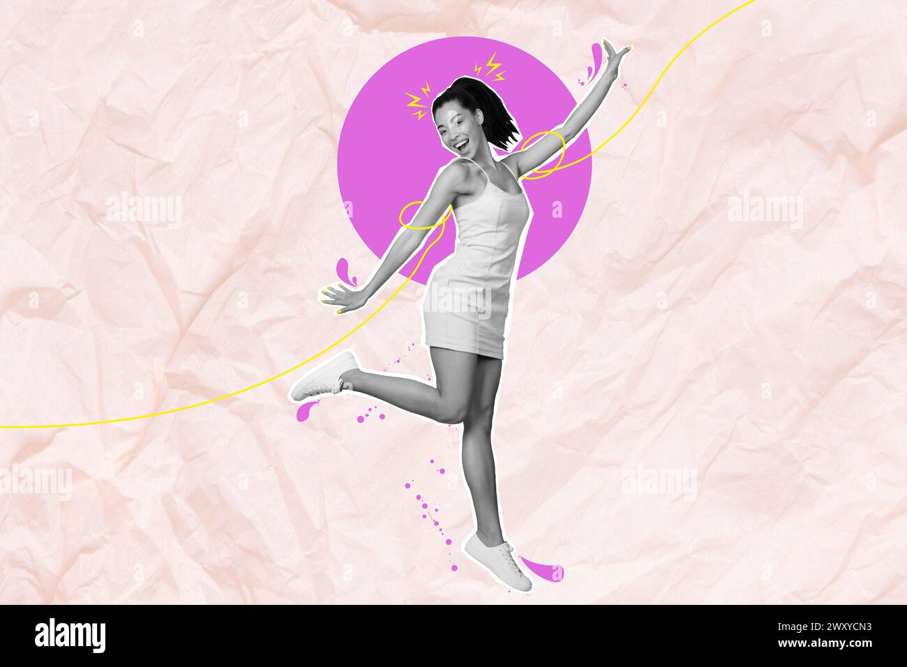 Composite trend artwork sketch image 3D photo collage of black white ...