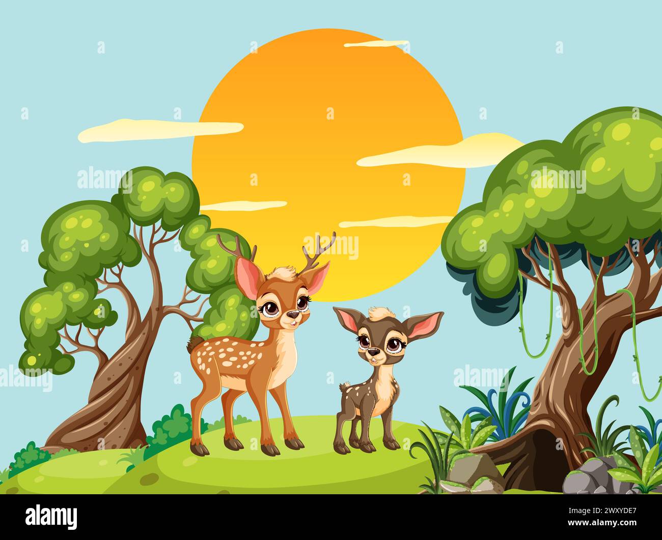Two fawn deer Stock Vector Images - Alamy