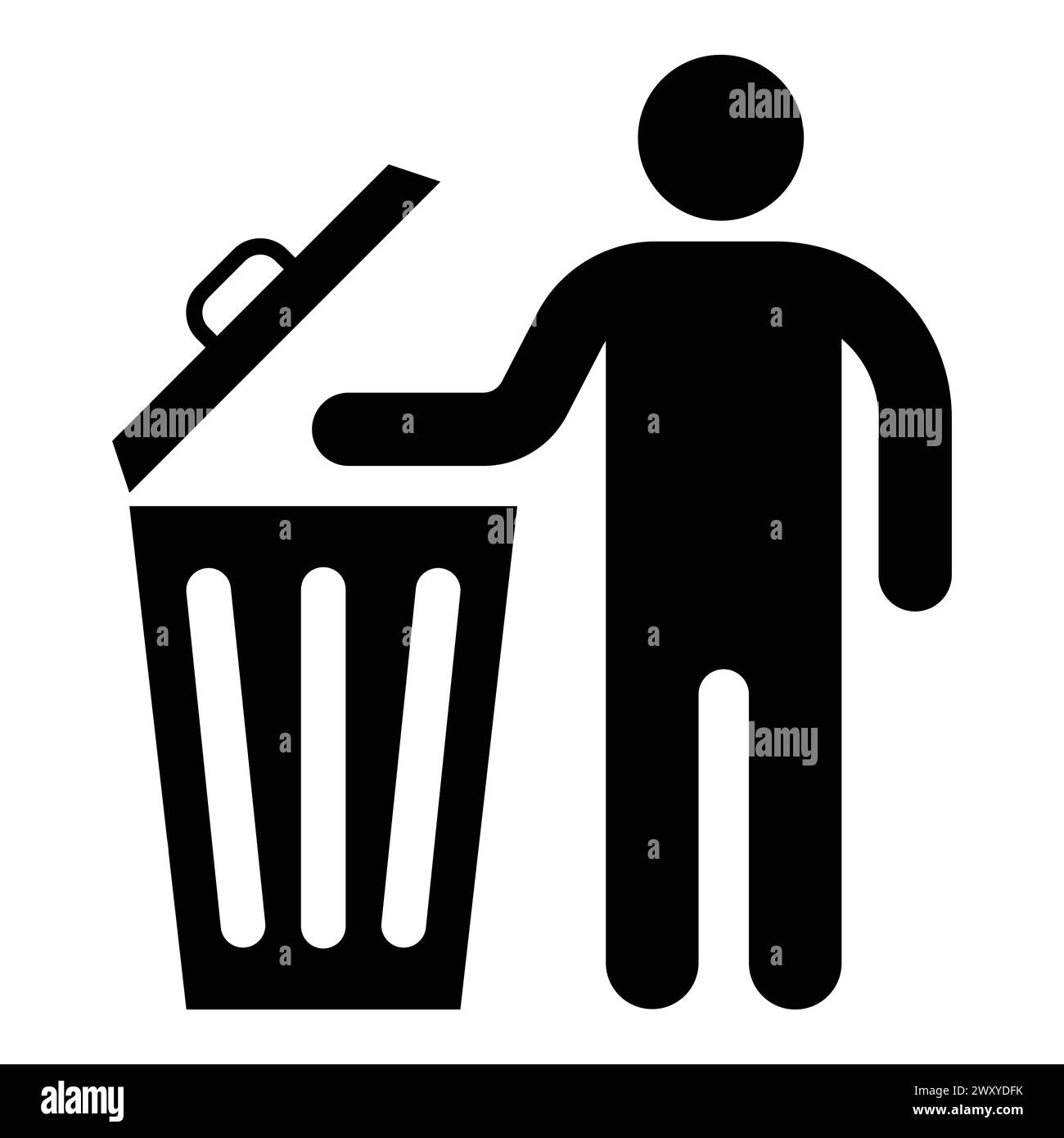 Do Not litter icon, man throws trash into trash can Stock Vector Image ...