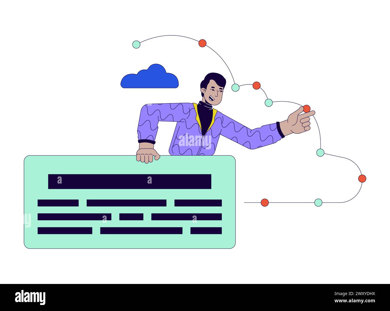 Male Analyst Cloud Computing 2d Linear Cartoon Character Stock Vector Image And Art Alamy