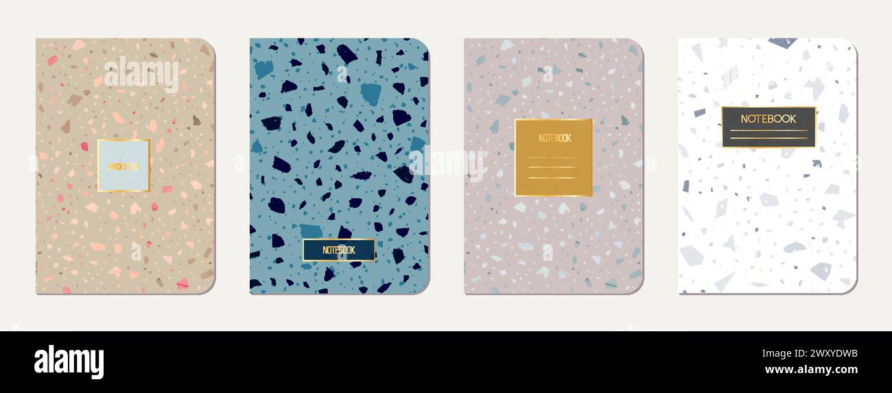 Notepad cover design. Terrazzo abstract background made of natural ...