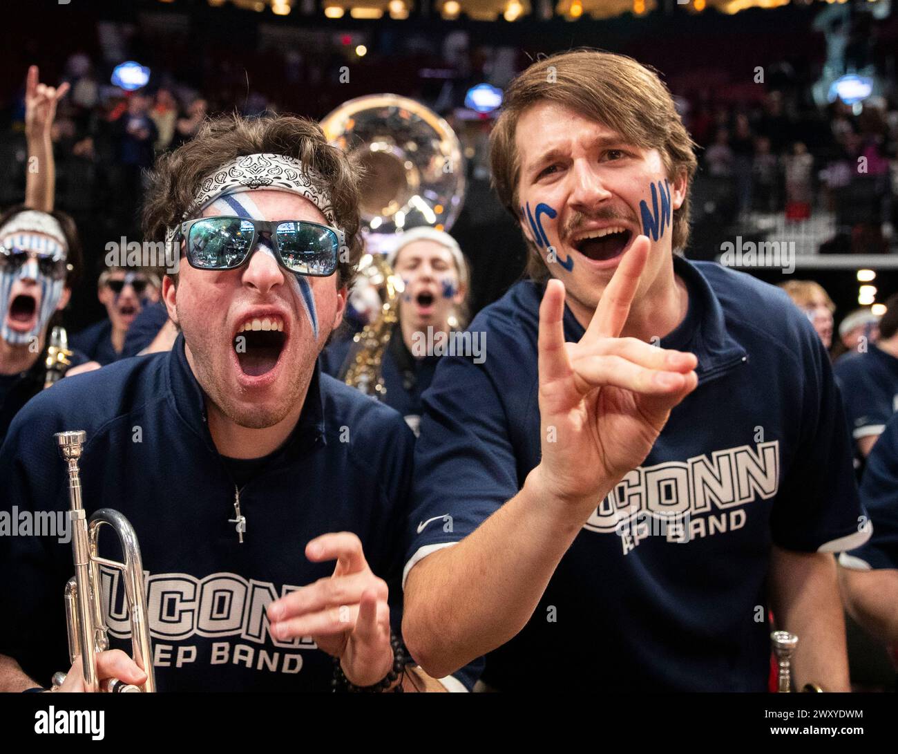 Portland, OR U.S. 01st Apr, 2024. A. UConn band members during the NCAA ...