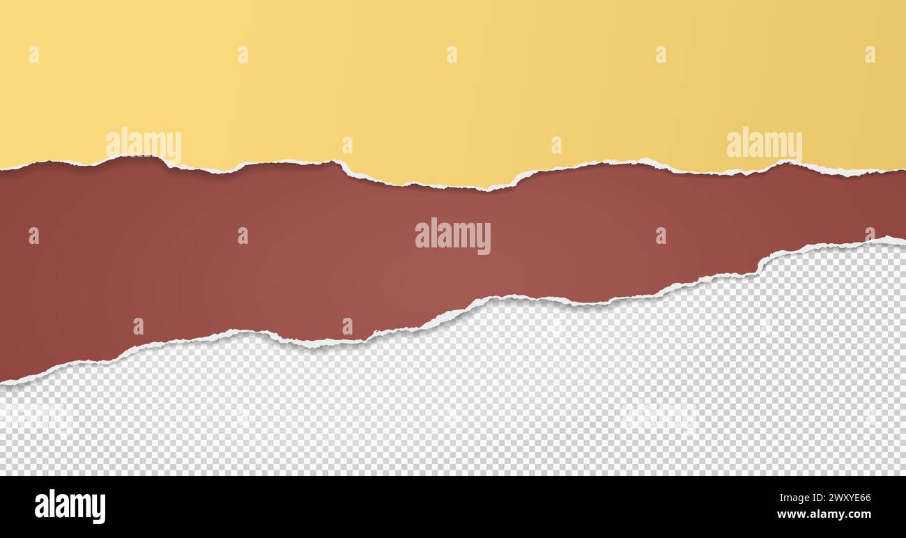 Torn, ripped yellow, brown paper with soft shadow are on squared ...