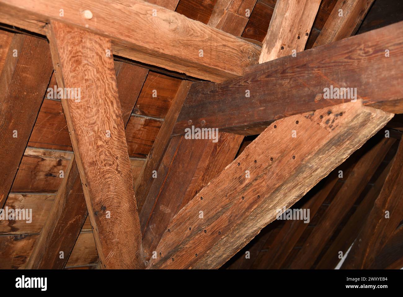 Medemblik, Netherlands. March 29, 2024. Wooden roof structure of ...