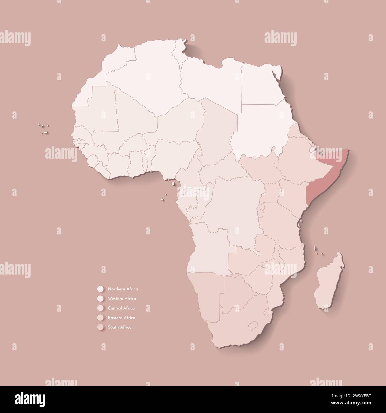 Vector Illustration with African continent with borders of all states ...