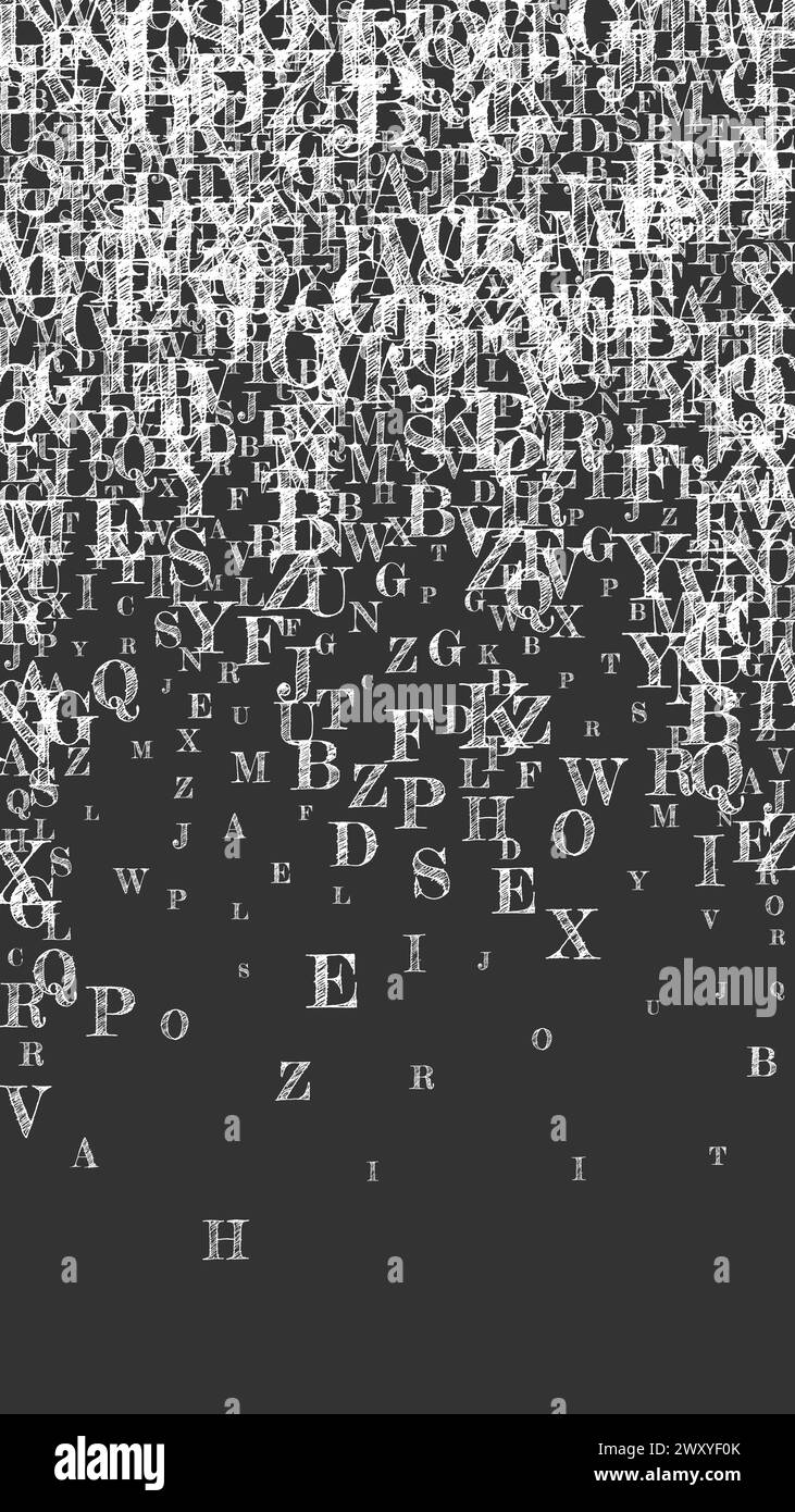 Concept of school background. White chalk falling letters of English ...