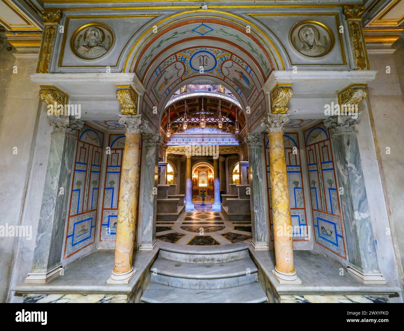 The vast crypt under the main altar, built by Luigi Carimini in 1869-71 bringing together, in ...