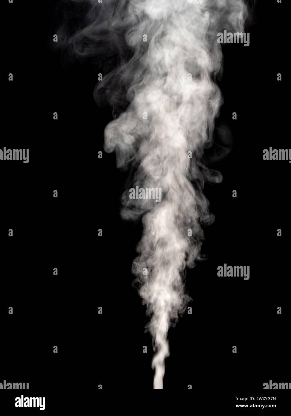 Puffs and curls of white smoke isolated on a black background Stock ...