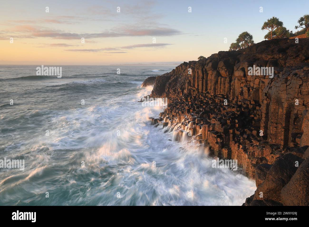 Giants Causeway, Fingal Head in the morning sunlight in New South Wales ...