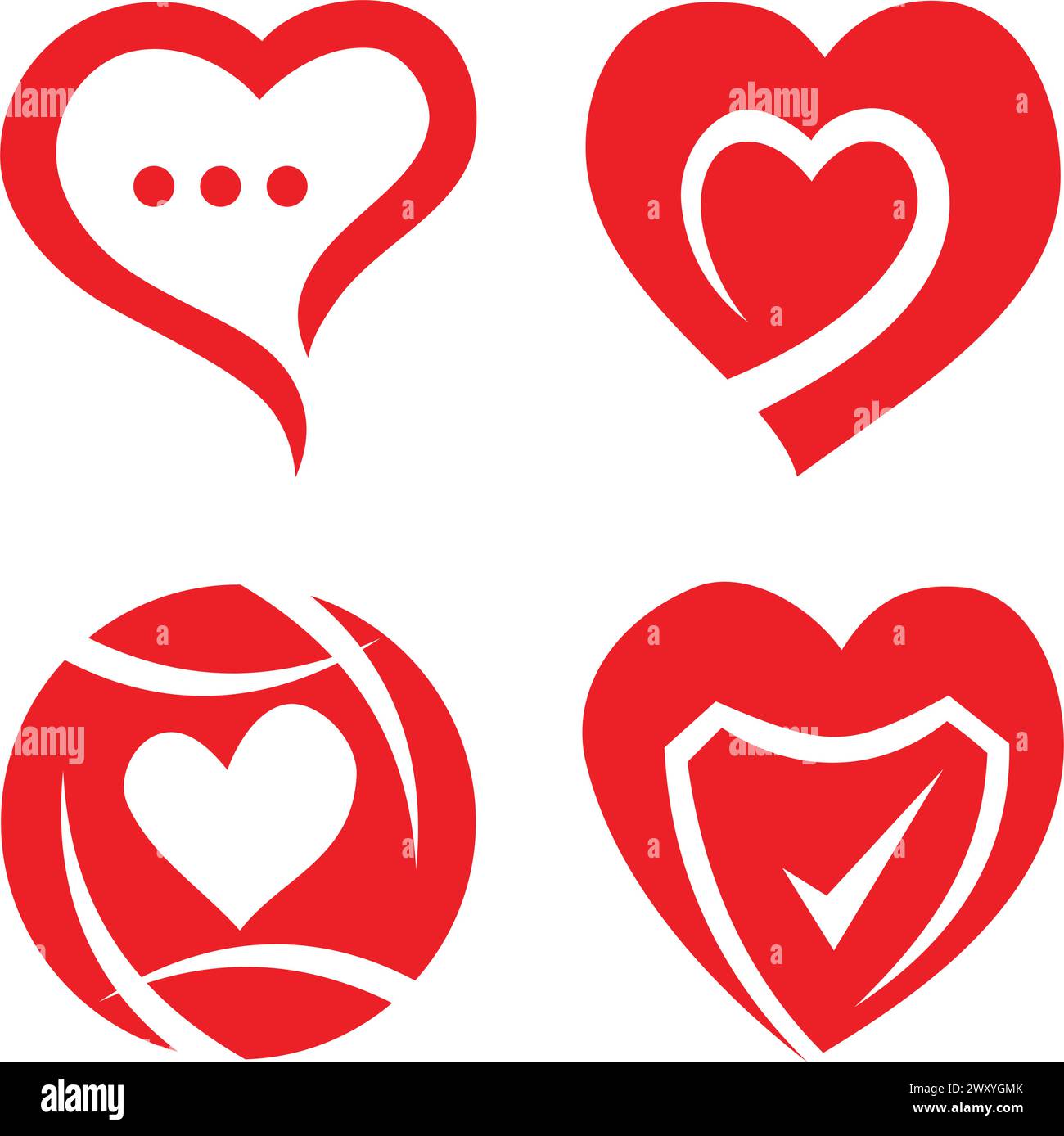 Red Heart Icon Set: Vector Icons for Love and Romance Stock Vector ...