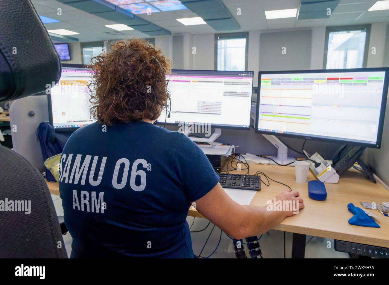 Nice, Nice University Hospital (south-eastern France): control room of ...