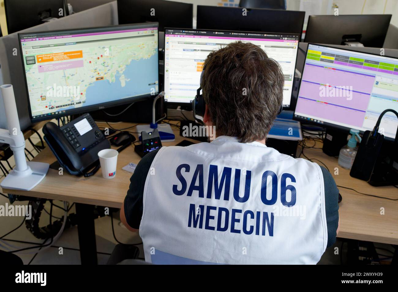Nice, Nice University Hospital (south-eastern France): control room of ...