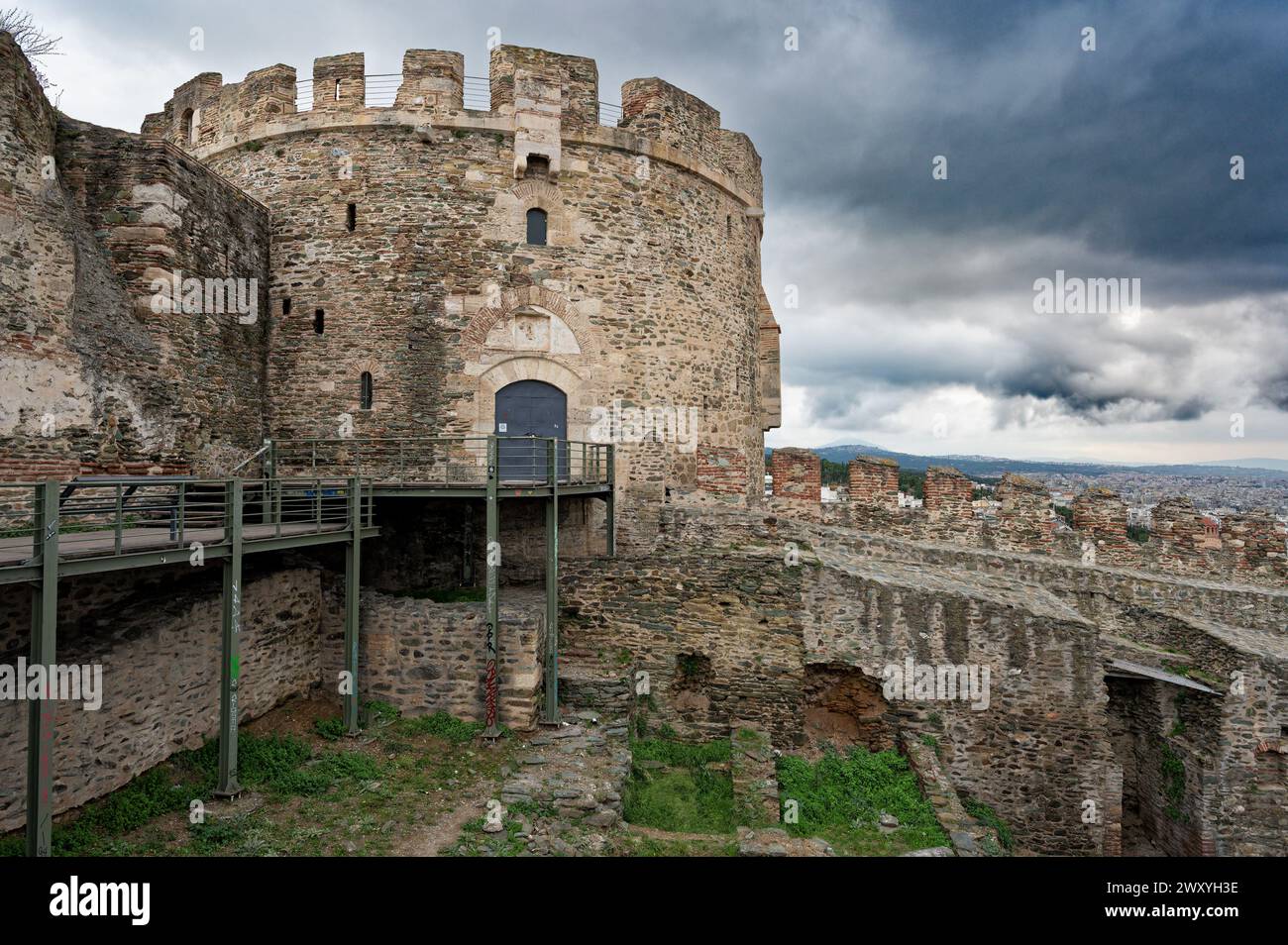 The Trigonion Tower and part of the Byzantine walls of the city of ...