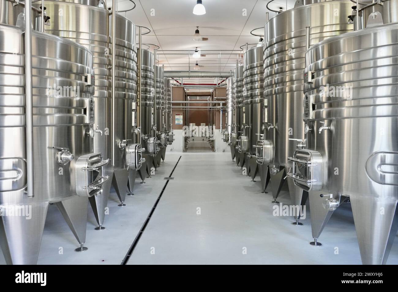 Stainless Steel Wine processing Tanks at a winery Stock Photo - Alamy