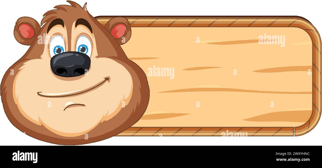 Cartoon bear peeking over a wooden sign Stock Vector Image & Art - Alamy