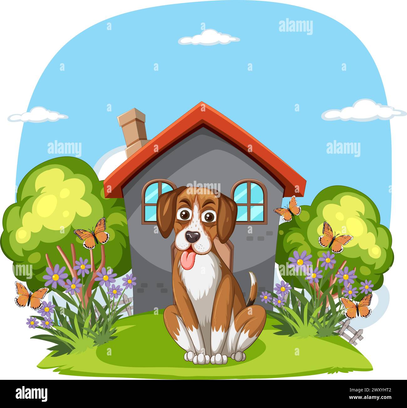 Domestic garden lawn Stock Vector Images - Alamy