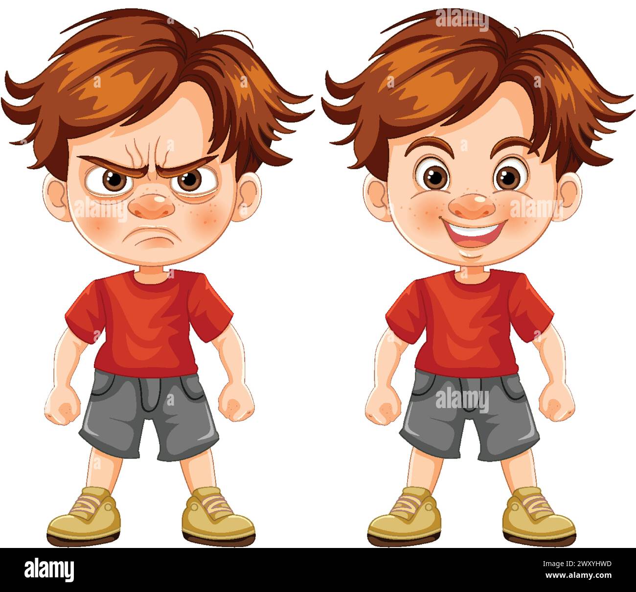 Vector illustration of boy showing different emotions Stock Vector ...