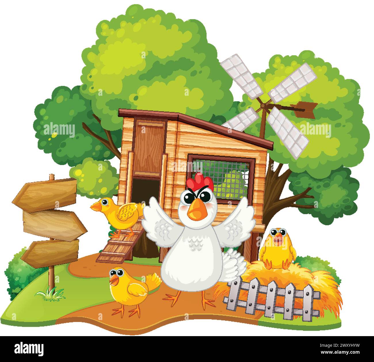 Windmill with wooden wings Stock Vector Images - Alamy