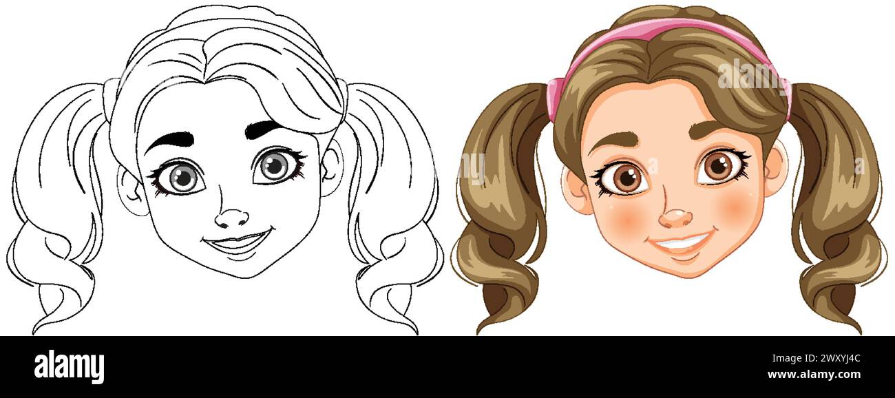 Transformation of a line drawing to a colored character Stock Vector ...