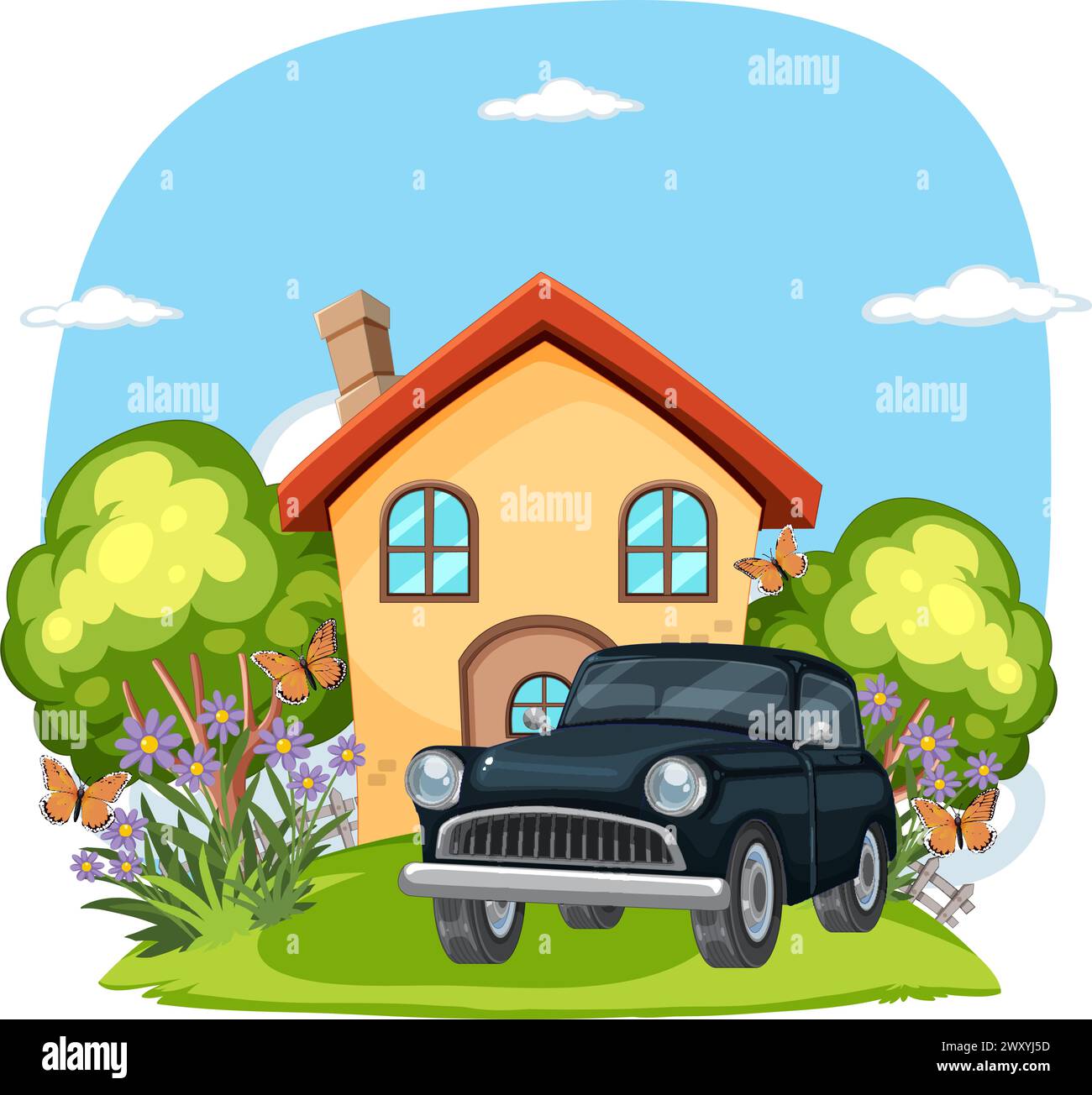 Driveway garden Stock Vector Images - Alamy