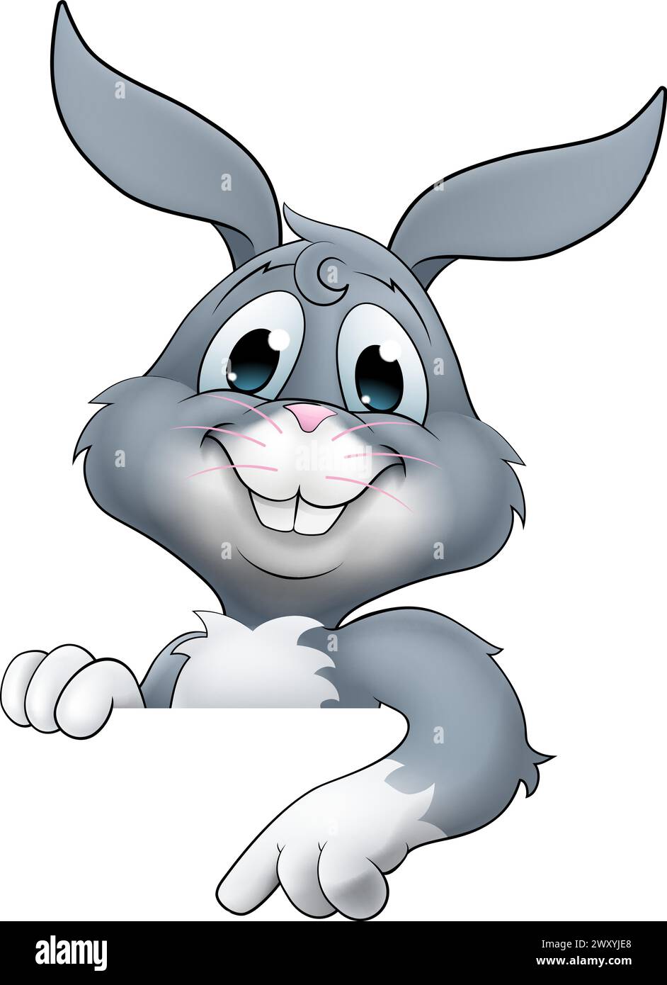 Easter Bunny Rabbit Cartoon Character Peeking Sign Stock Vector Image ...