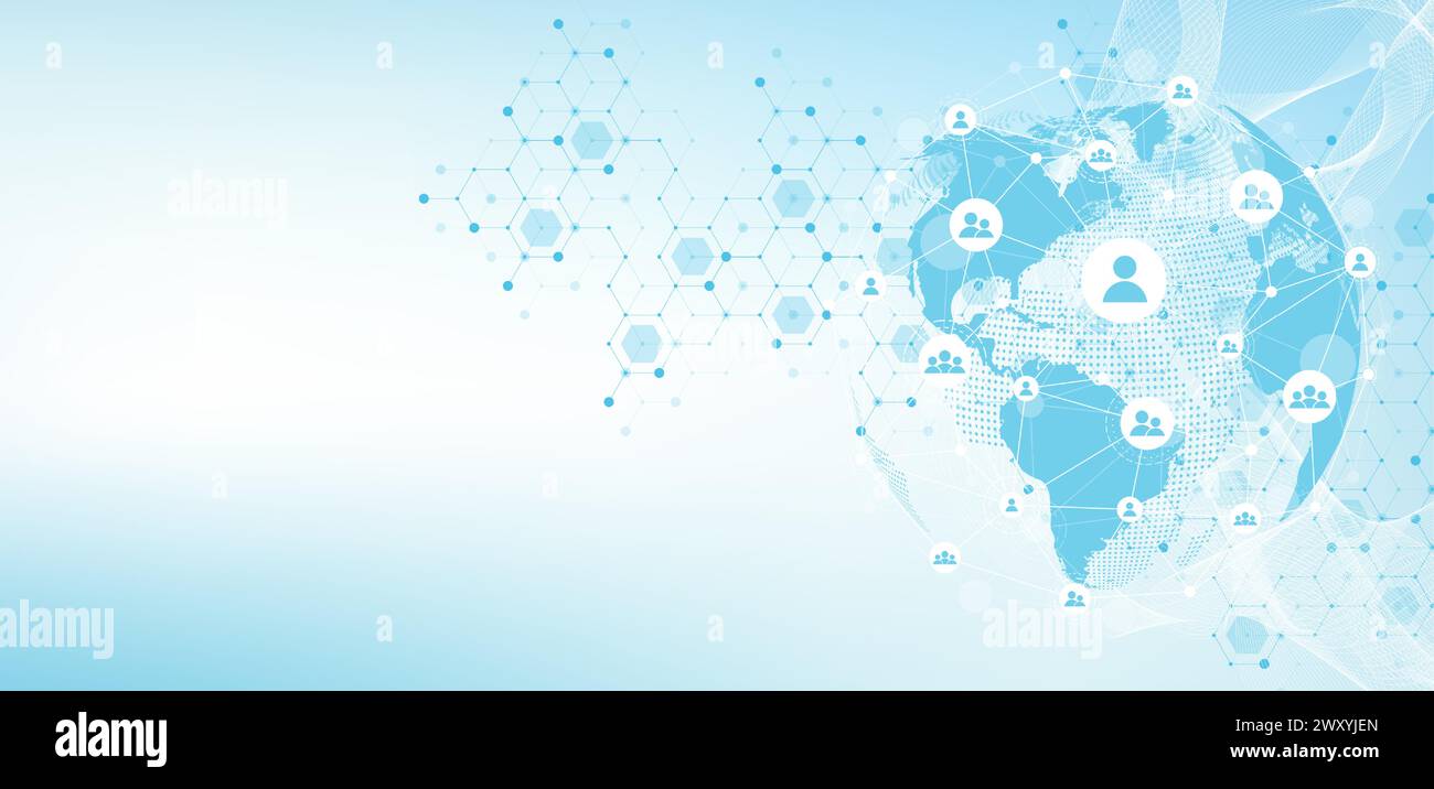 Global network connection concept. Big data visualization. Social ...