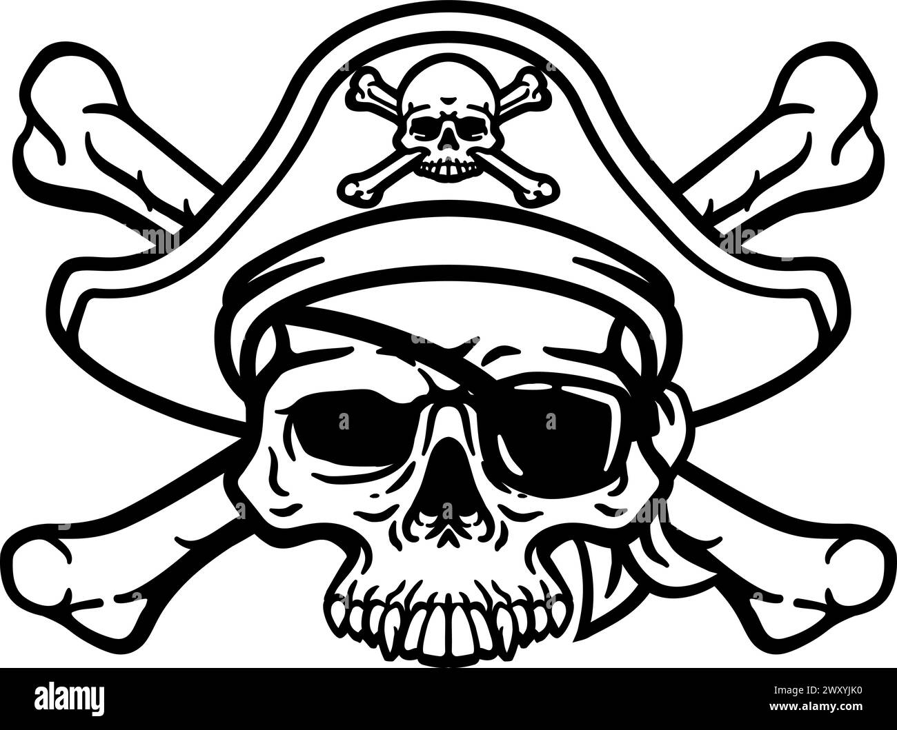 Pirate Hat Skull and Crossbones Cartoon Stock Vector Image & Art - Alamy