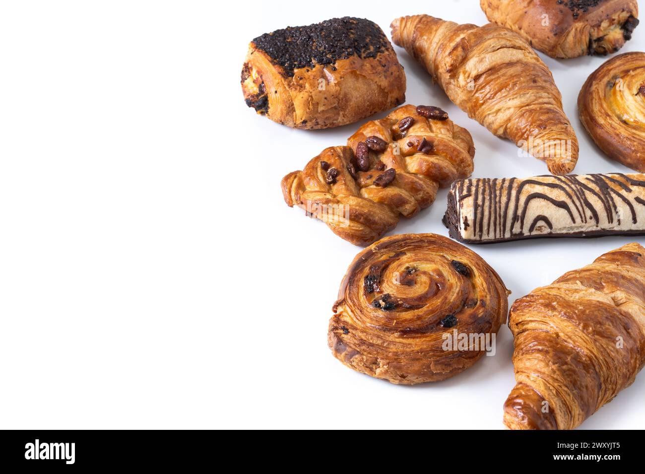 Set of bakery pastries isolated on white background Stock Photo - Alamy