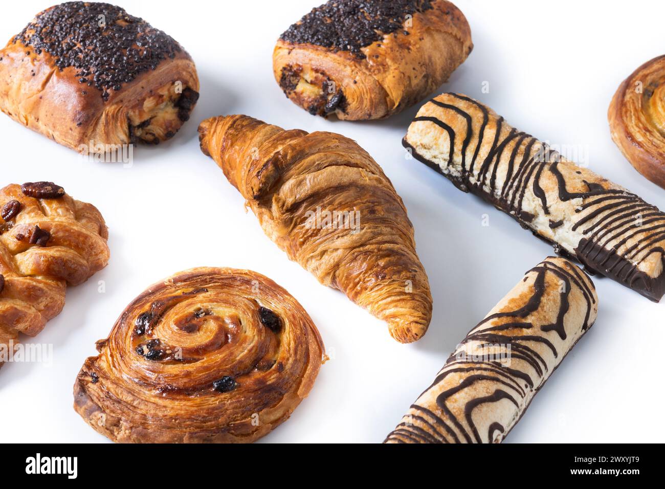 Set of bakery pastries isolated on white background Stock Photo - Alamy