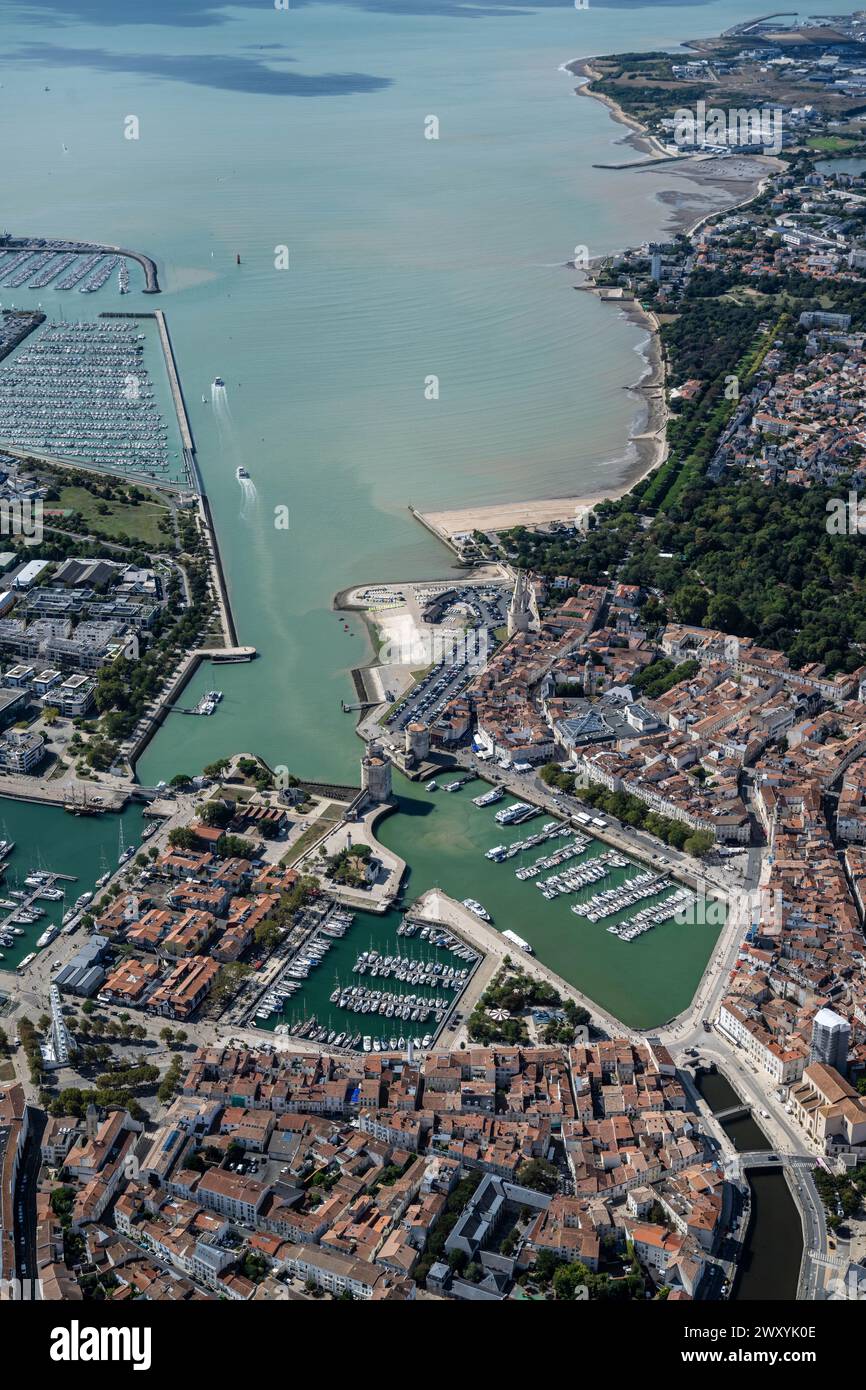 Le Rochelle (central-western France): aerial view of the Old Harbour ...