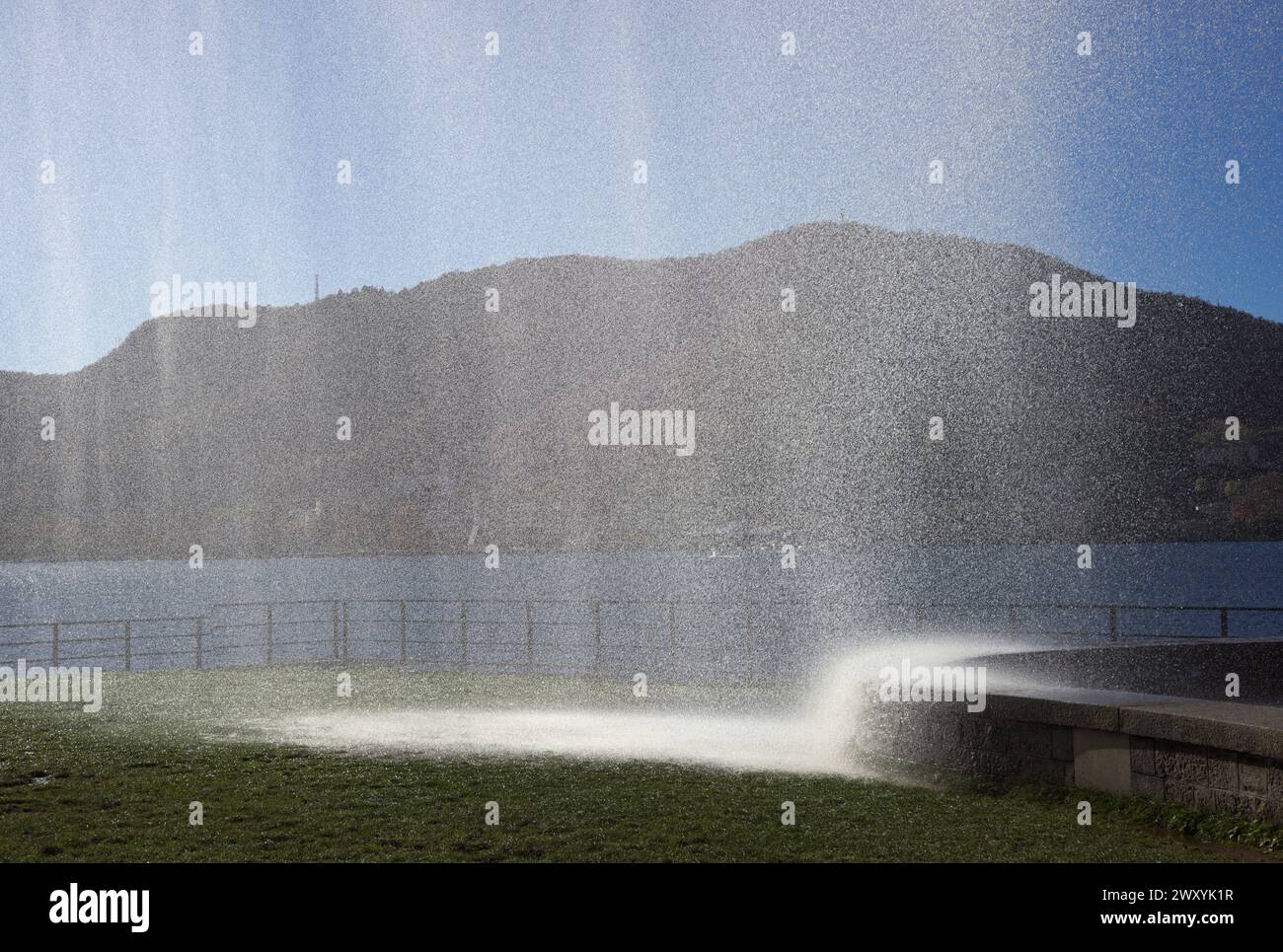 water drops of a fountain, Lake Como, Como, Lombardy, Italy Stock Photo ...