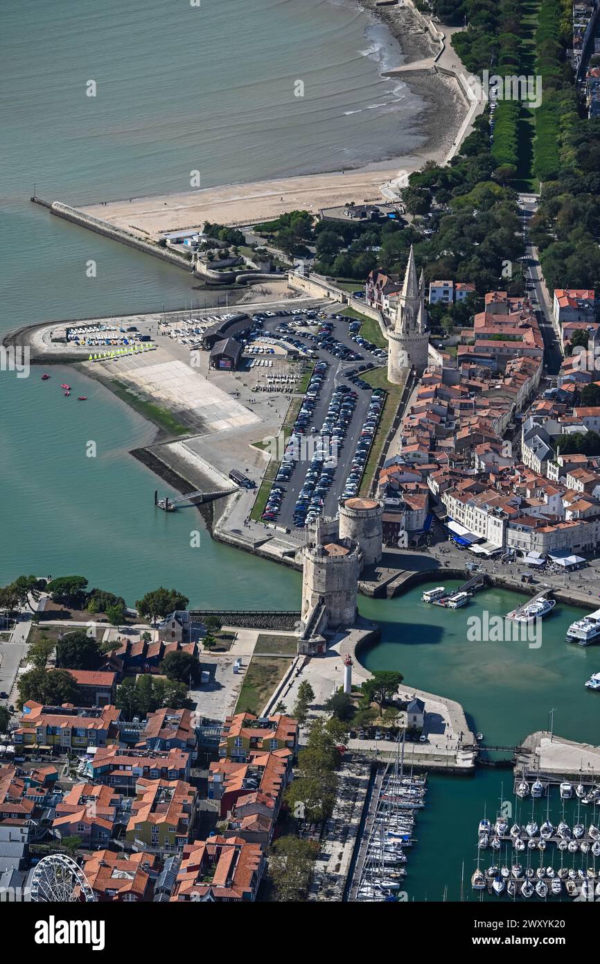 La Rochelle (central-western France): aerial view of the town, the ...