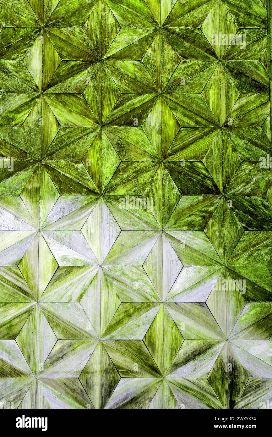 Star shaped weathered wooden panel design, close up texture background ...