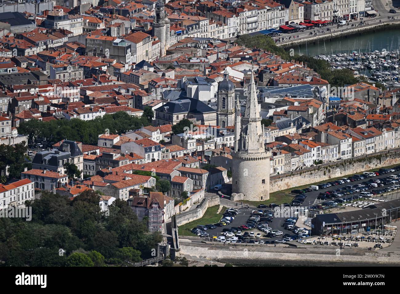 La Rochelle (central-western France): aerial view of the town ...