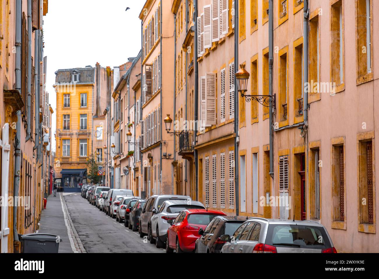 Street view and typical french buildings in the city of Metz, France ...