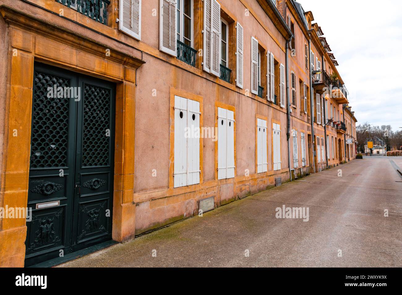 Street view and typical french buildings in the city of Metz, France ...