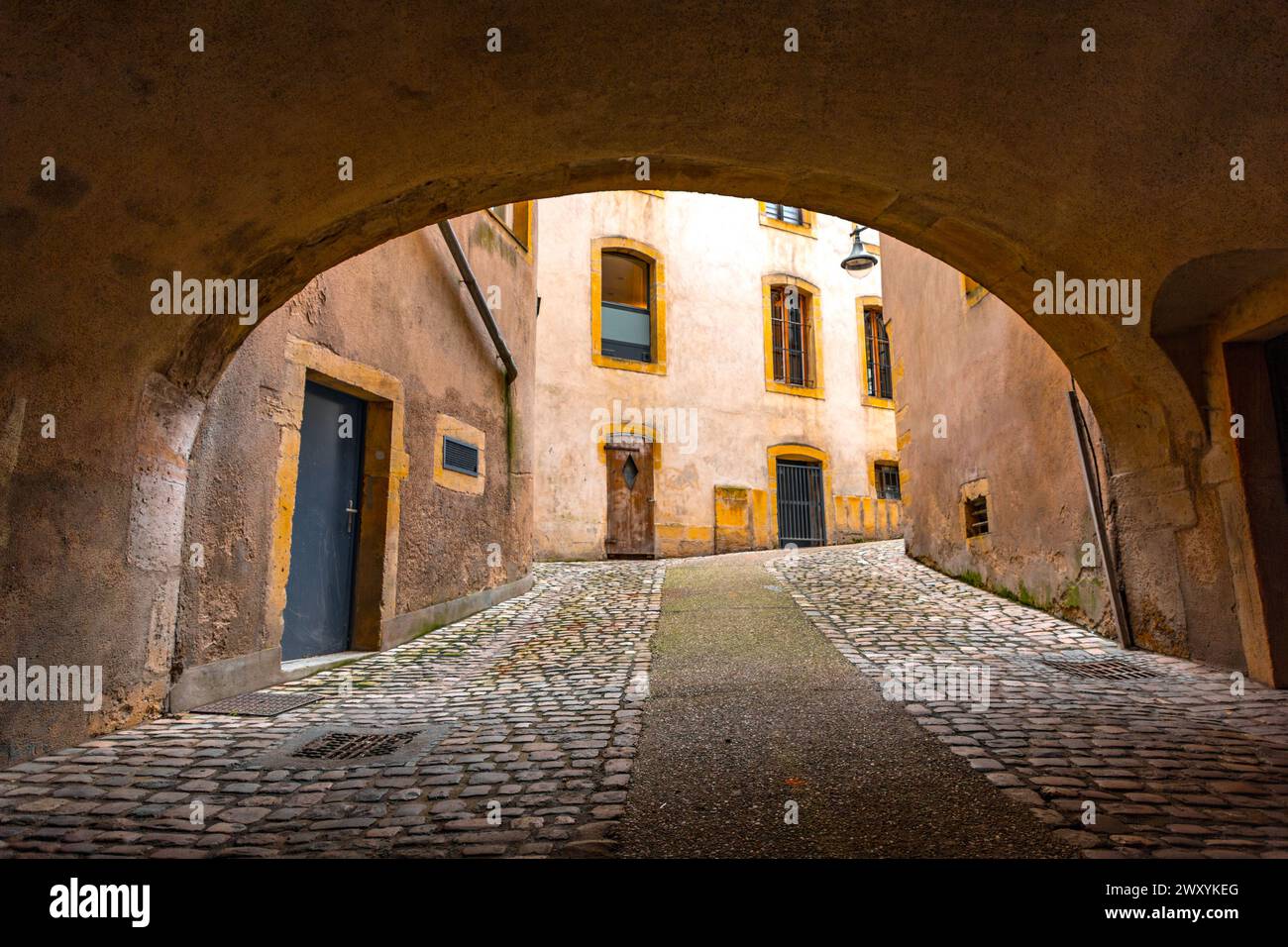 Street view and typical french buildings in the city of Metz, France ...