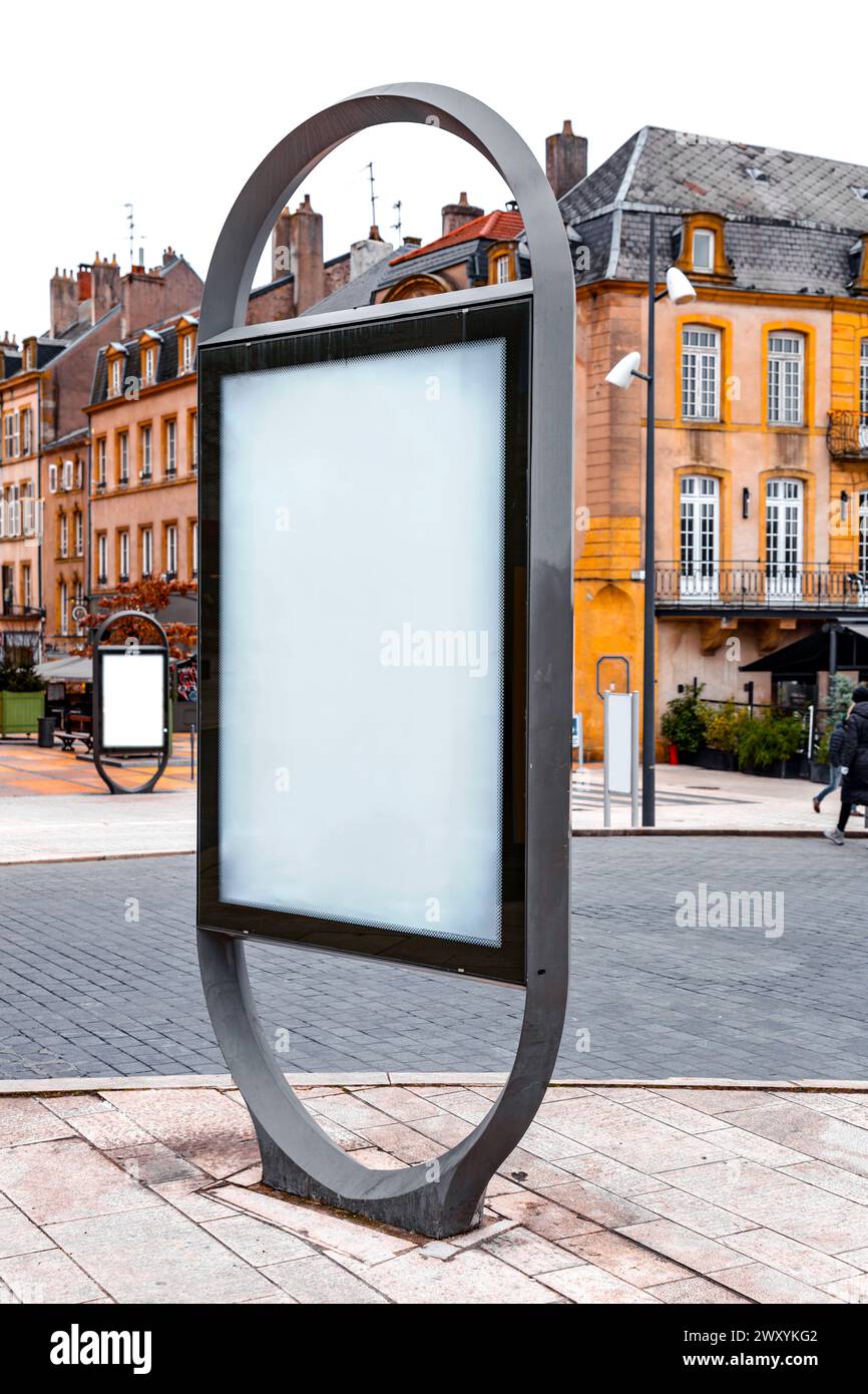 Blank advertising signboard, billboard in a street in France, design ...