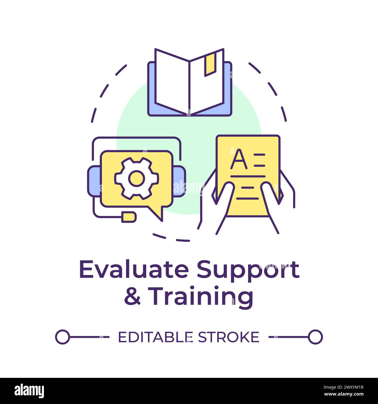 Evaluate support and training multi color concept icon Stock Vector Image & Art - Alamy