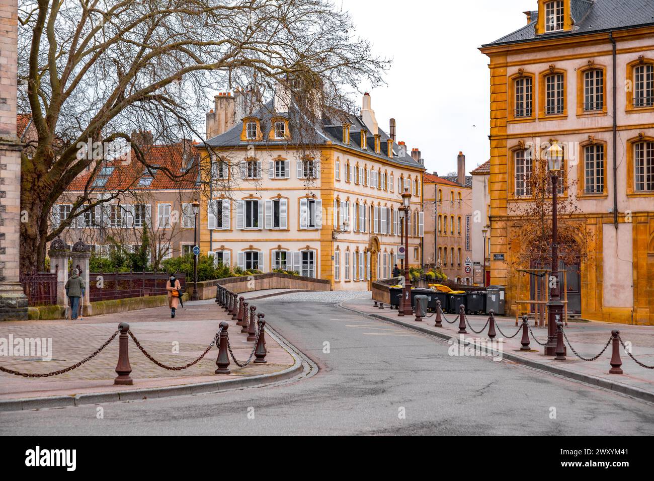 Metz, France - January 23, 2022: Street view and typical french ...