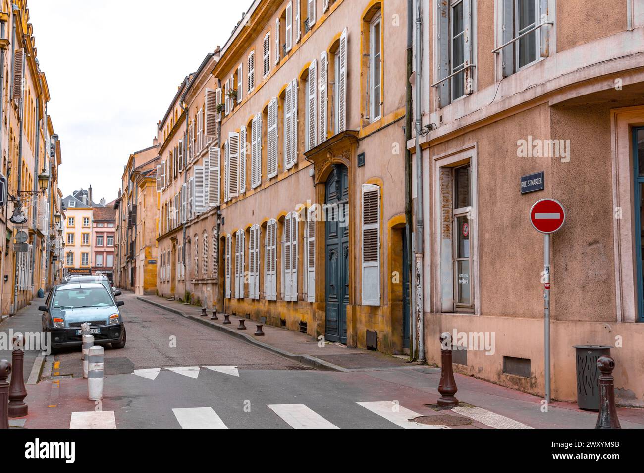 Metz, France - January 23, 2022: Street view and typical french ...