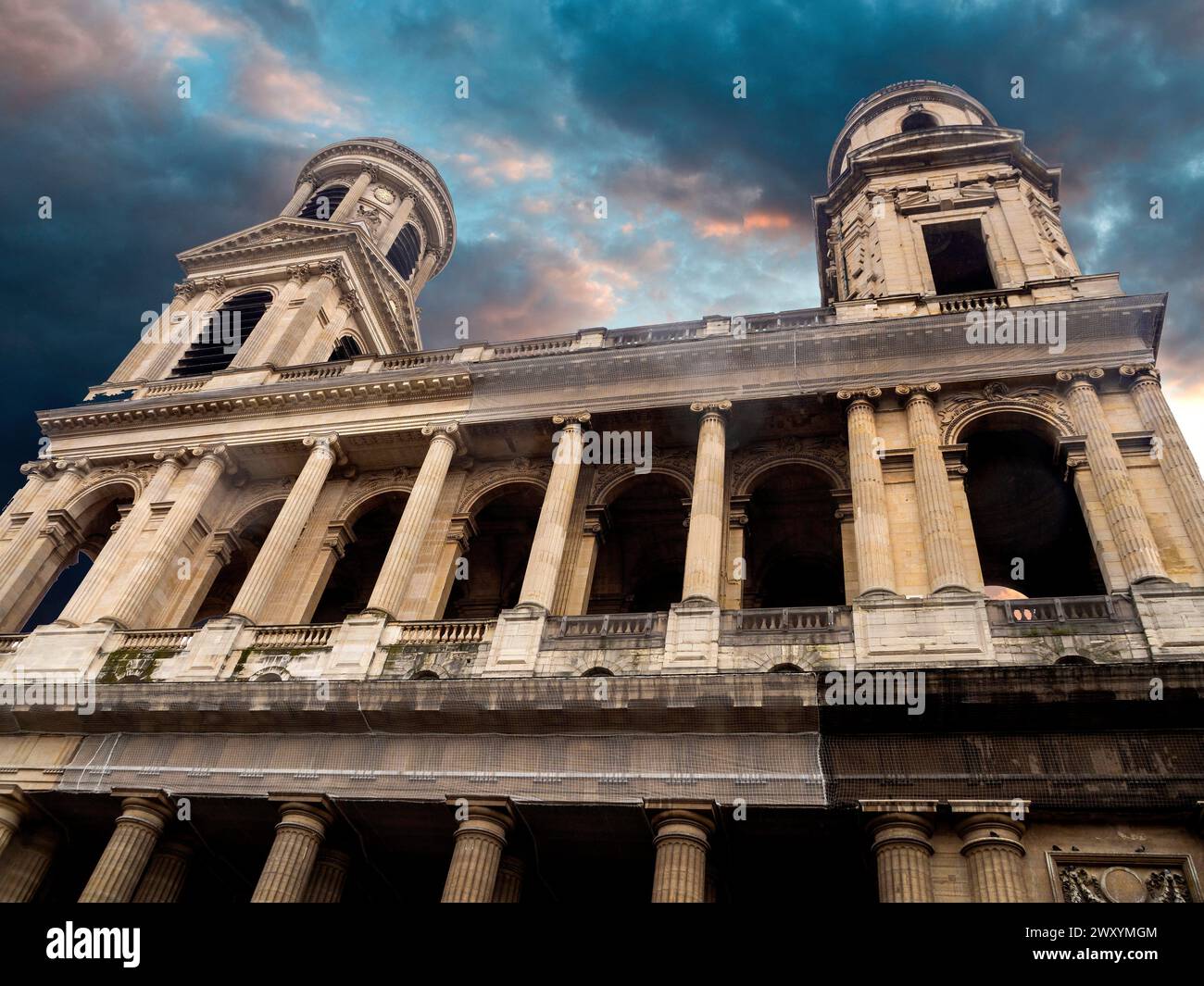 Paris 6e arrondissement. Exterior of the Saint-Sulpice church. Ile de ...