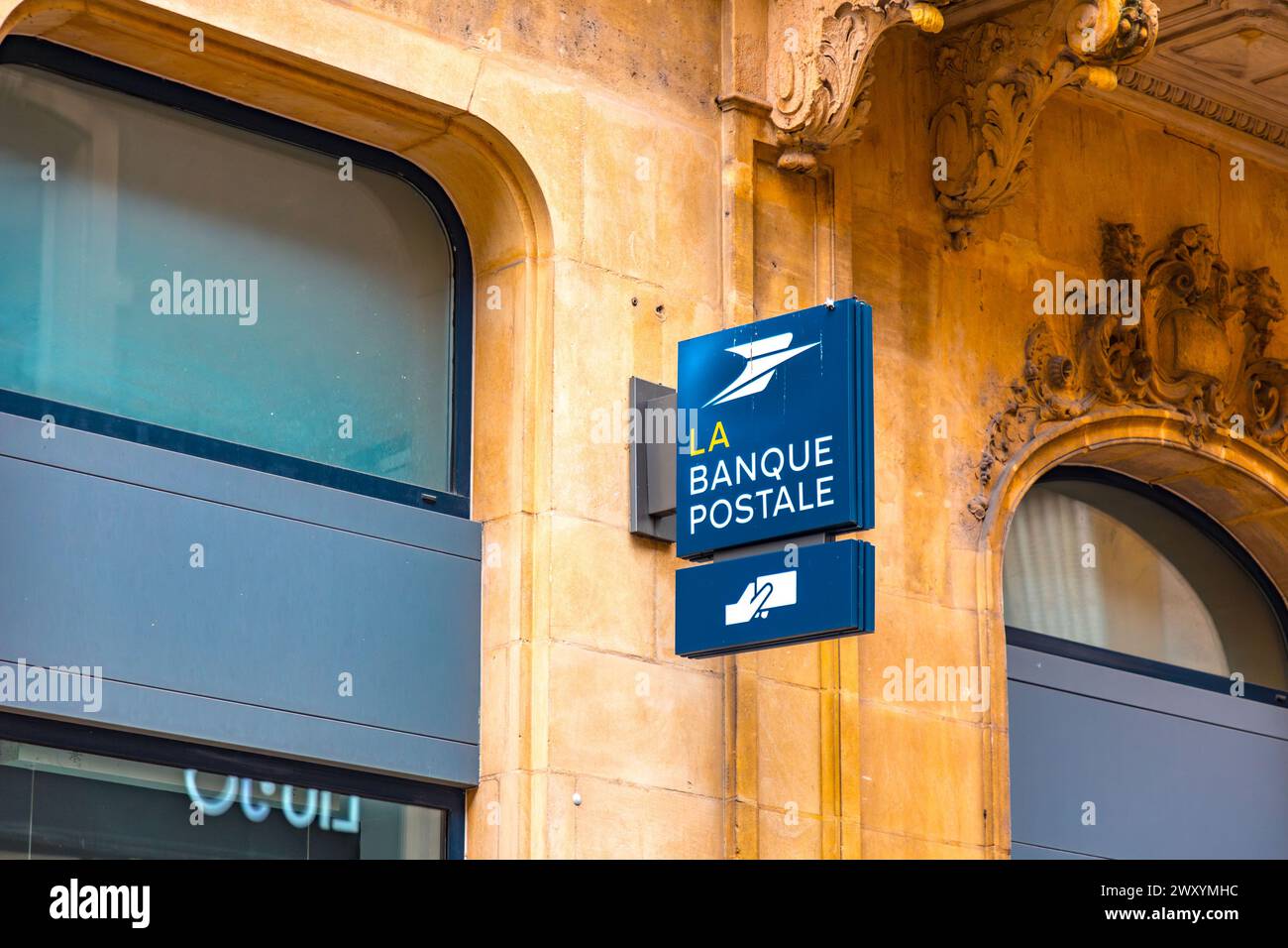 Metz, France - January 23, 2022: Entrance and signpost of French postal ...