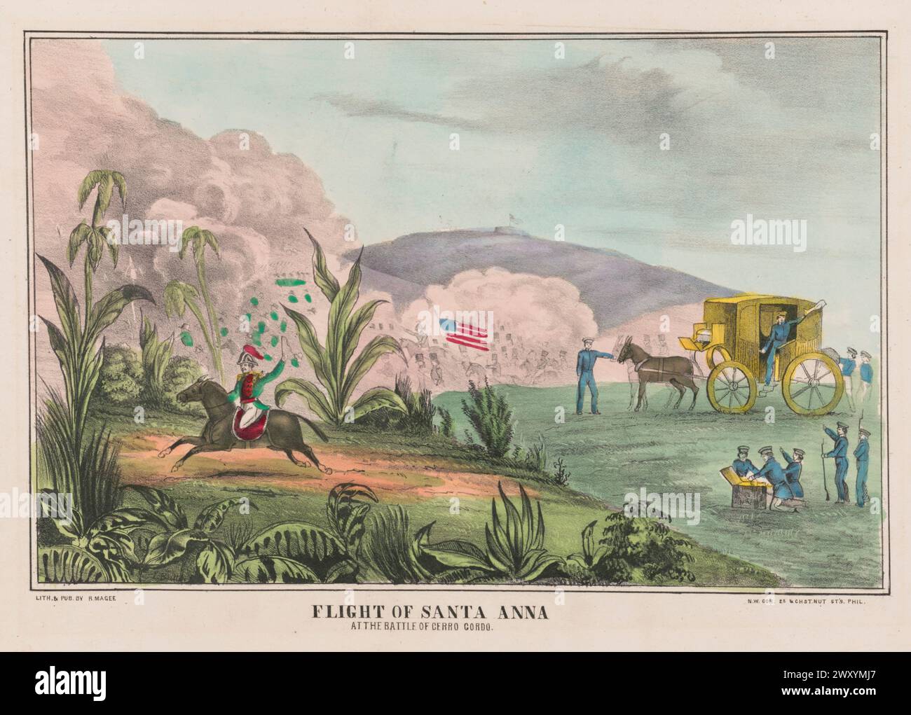 Flight of Santa Anna at The Battle of Cerro Gordo, or Battle of Sierra ...