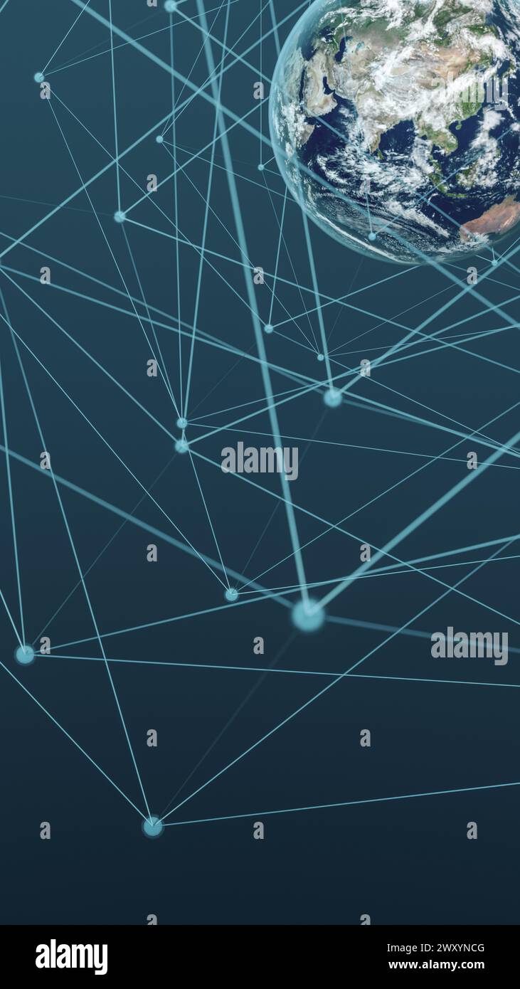 Artistic representation of a sophisticated network grid converging on a ...