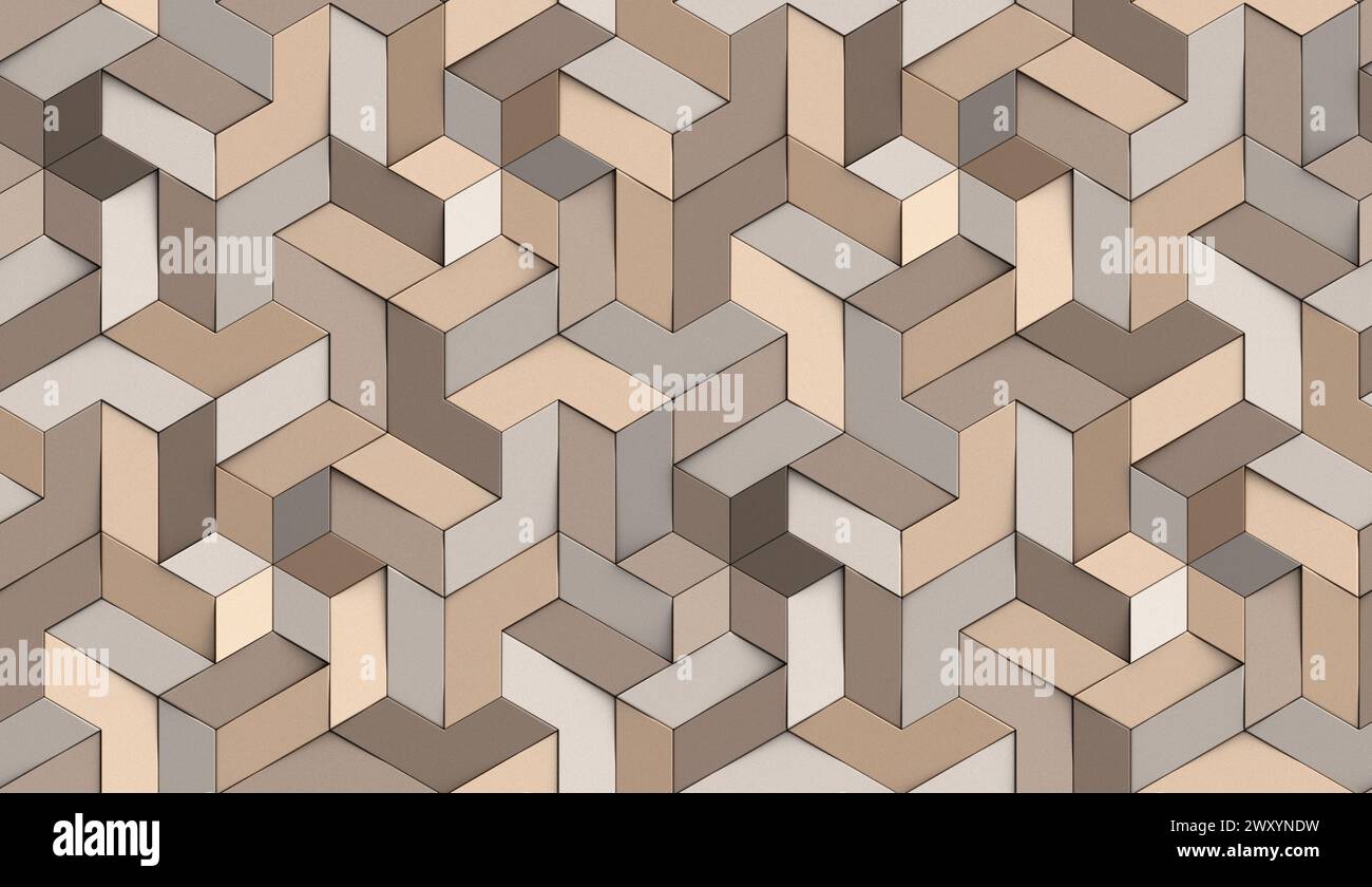 3D Wallpaper origami mosaic of colored particles brown tone High ...