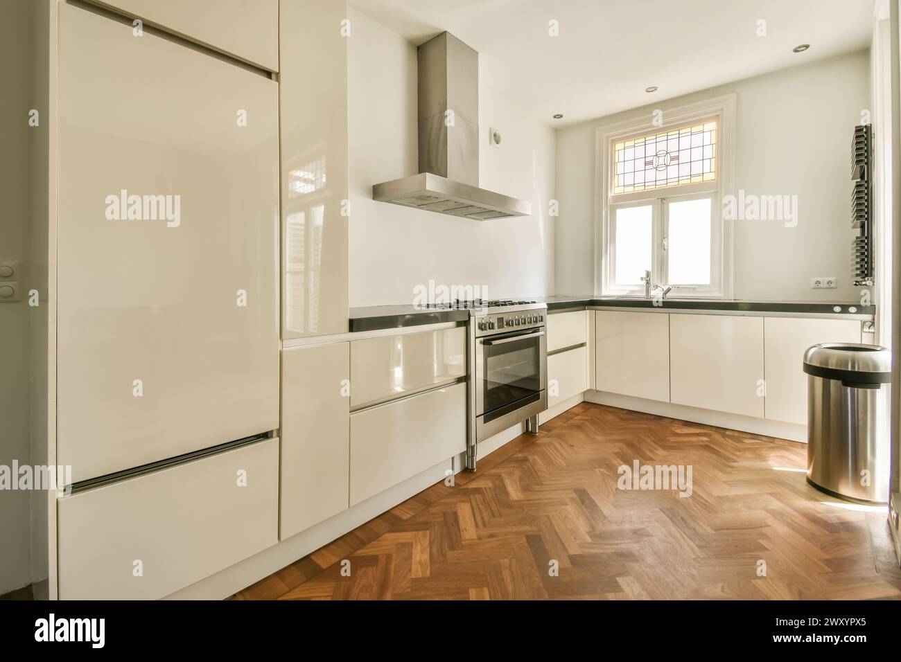 Glossy White Kitchen Wood Floor White Kitchens & Long Lasting Hardwood