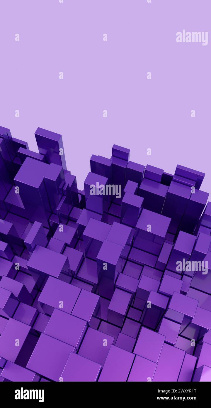 Abstract background featuring a plethora of violet grid cubes with a ...
